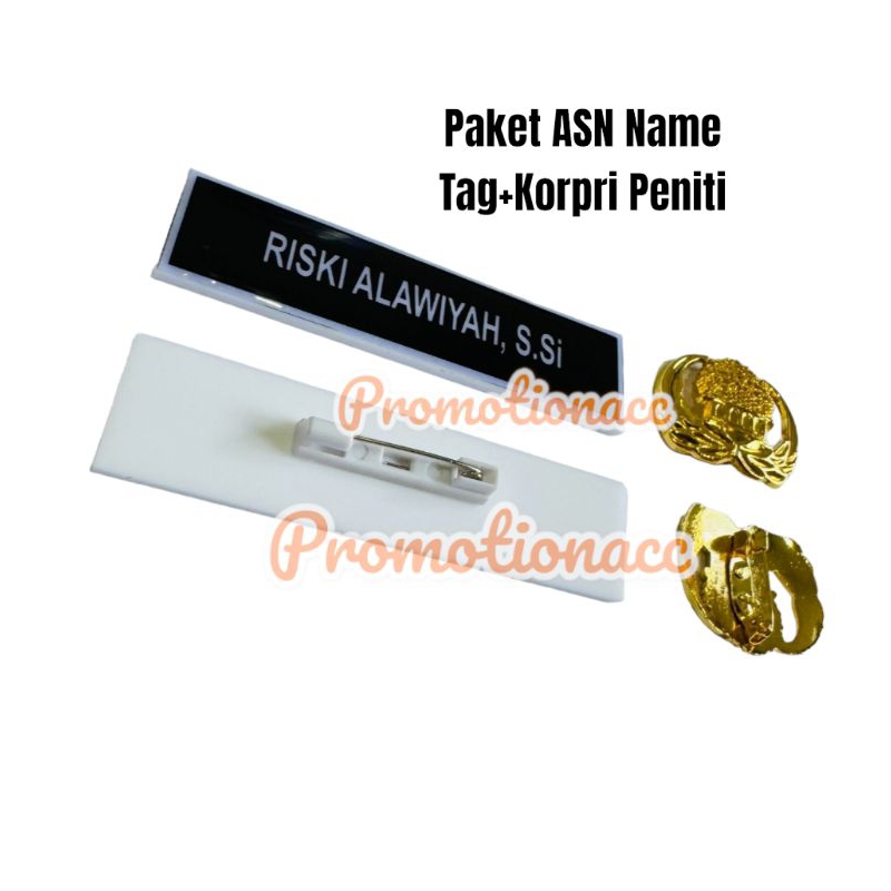 Asn Saving Package Name Tag Chest ป้ายชื่อ+Korpri Safety Pin/Magnet ...