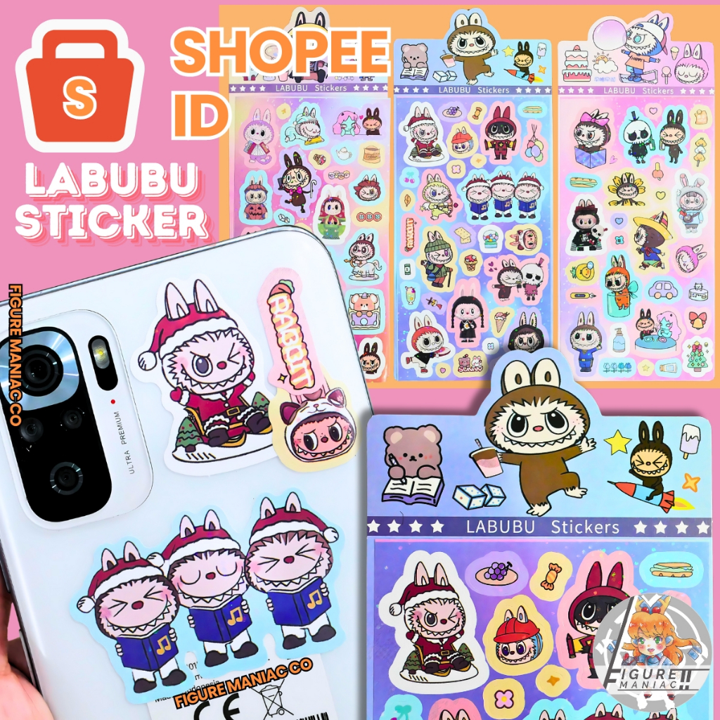 [FM] - Labubu Sticker Aesthetic 1 Sheet Premium Glitter | Shopee Thailand