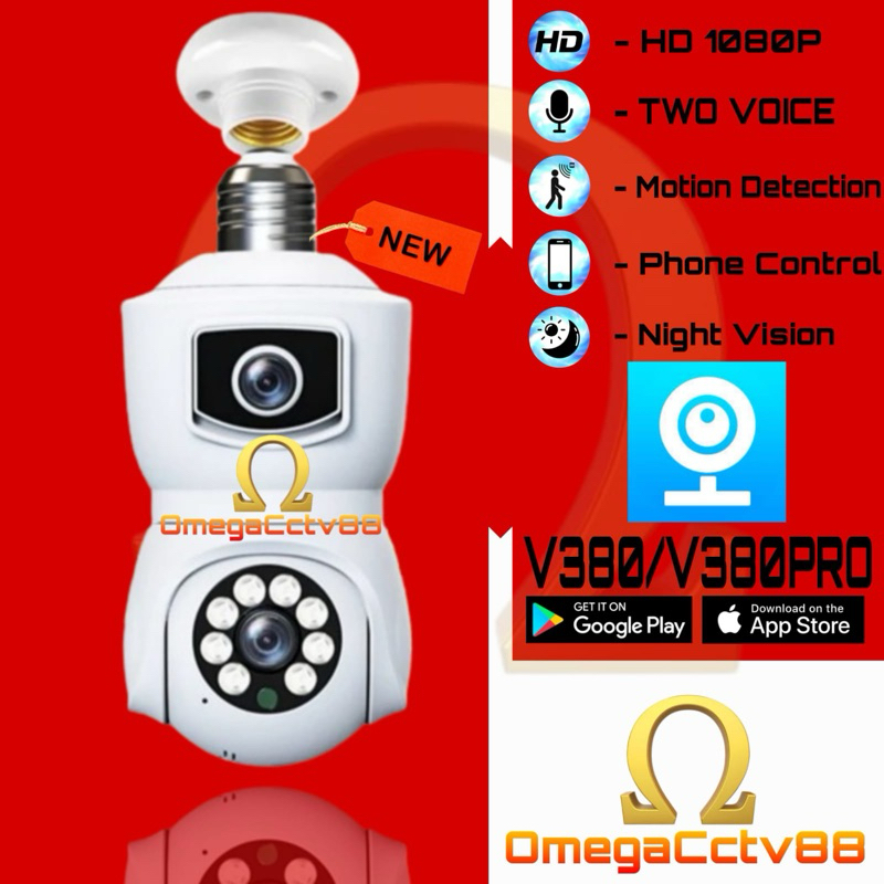 Cctv หลอดไฟ 8MP กล้อง IP เลนส์คู่ WiFi กล้องวงจรปิด กล้องในร่ม 360 PTZ V380pro | Shopee Thailand