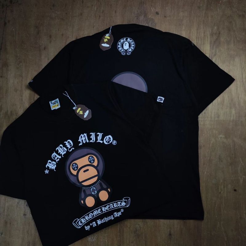 เสื้อยืด Bape X CHROME HEARTS BABY MILO COMBED 24S PREMIUM | Shopee ...