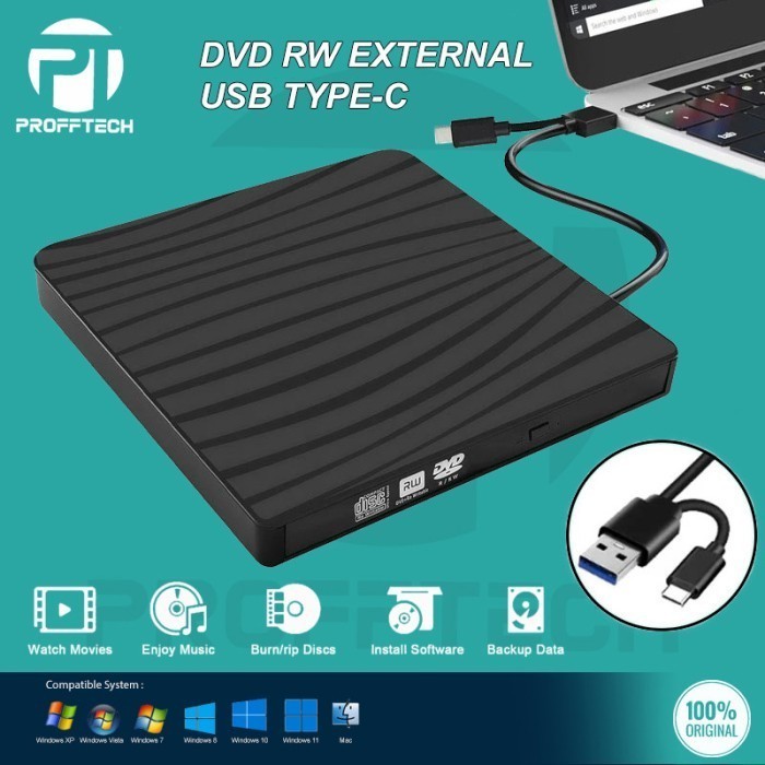 Dvd-rw EXTERNAL USB 3.0+TYPE-C HUB Original ProffTech รับประกัน 1 ปี ...