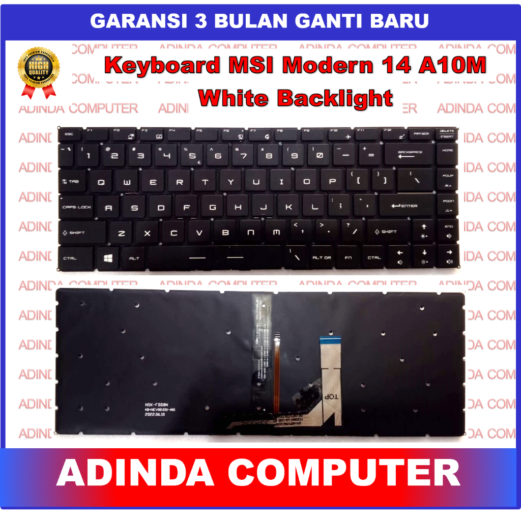 แป้นพิมพ์ MSI โมเดิร์น 14 A10M A10RAS A10SC A10rb MS-14B3 สีดําสีขาว BACKLIGHT | Shopee Thailand