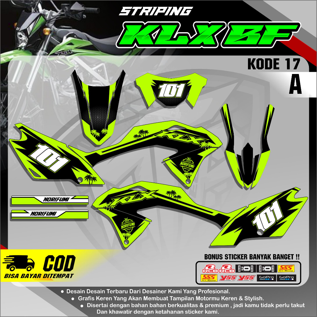 Semi Full KLX 150 G/BF/SE Striping Stickers ล่าสุด Simple Motif MTP ...