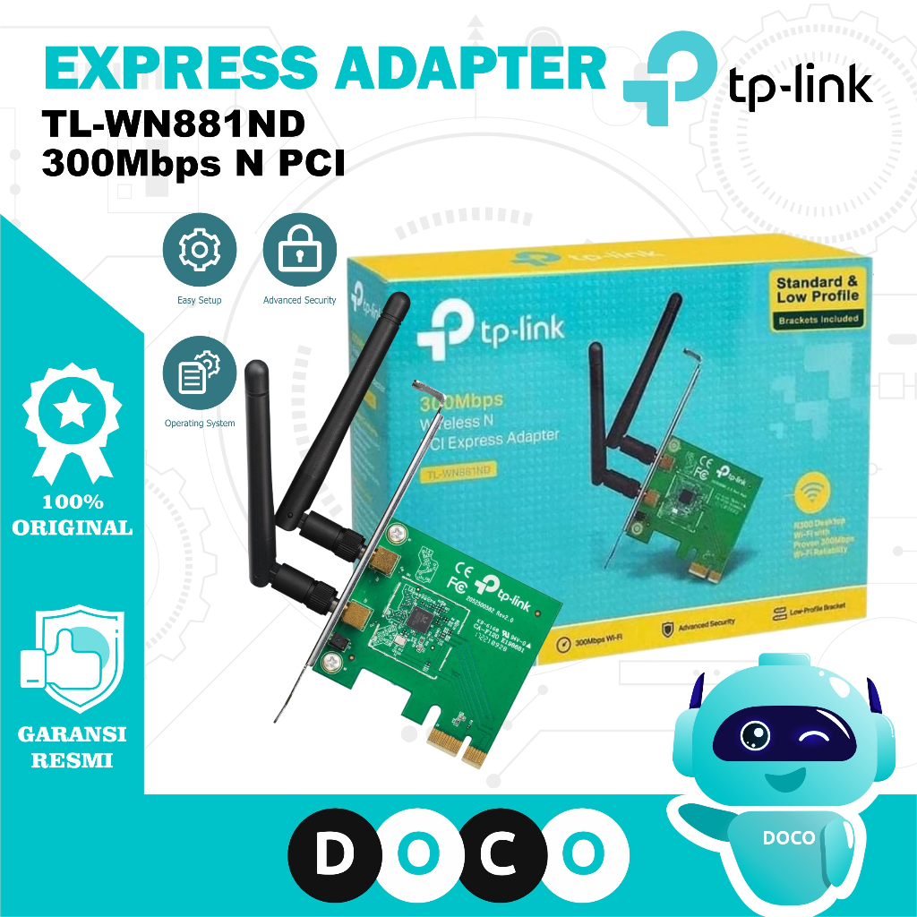 อะแดปเตอร์การ์ดไร้สาย Tp-link TL-WN881ND 300Mbps WIFI N PCI Express ... อะแดปเตอร์การ์ดไร้สาย Tp-link TL-WN881ND 300Mbps WIFI N PCI Express ...