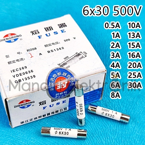 ฟิวส์เซรามิค 6x30 3 ซม. 1A 2A 3A 4A 5A 10A 13A 15A 20A 25A 30A ฟิวส์ ...