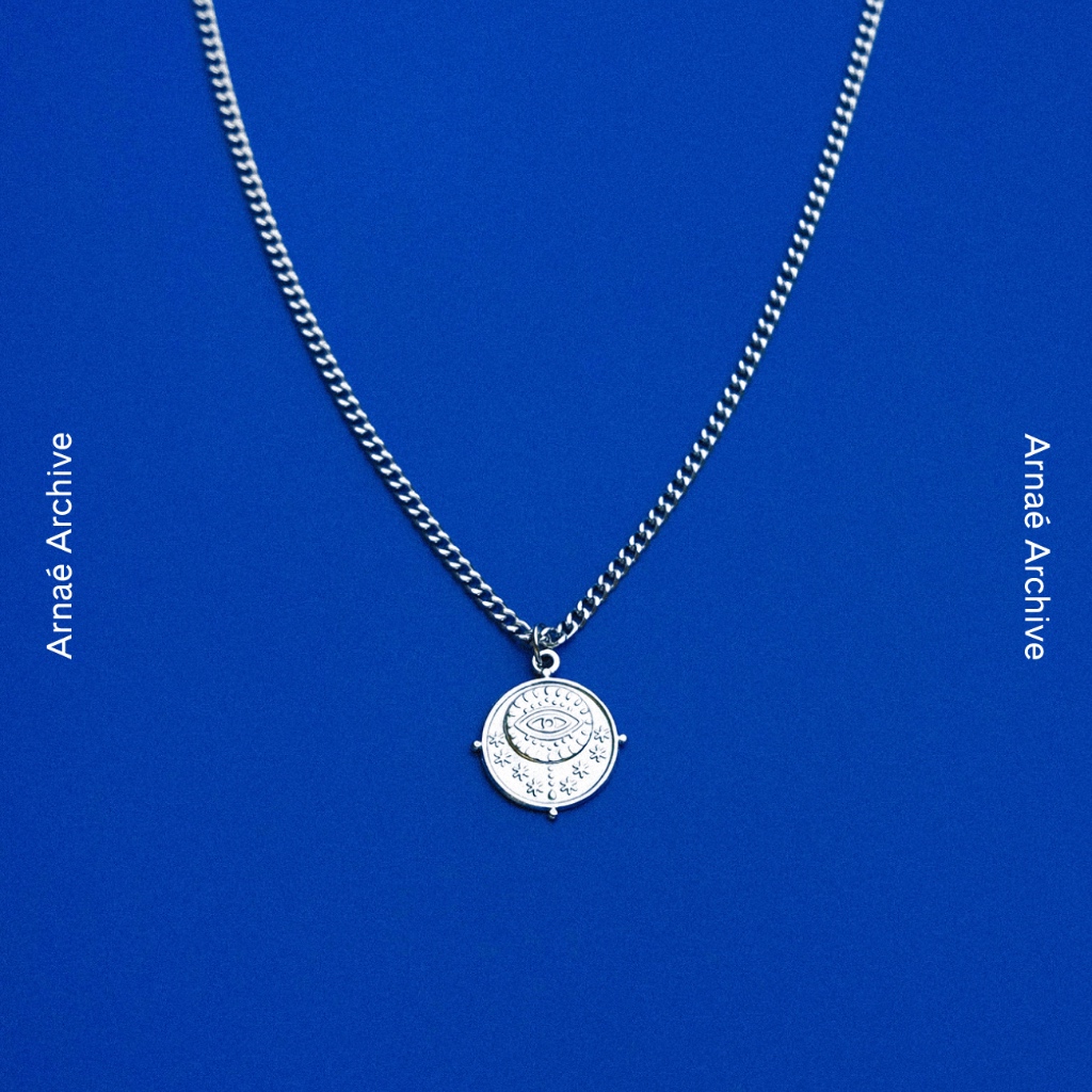 Arnaé Archive - สร้อยคอแผ่นดิสก์จี้ตา - สแตนเลสสร้อยคอ Unisex ป้องกัน ...