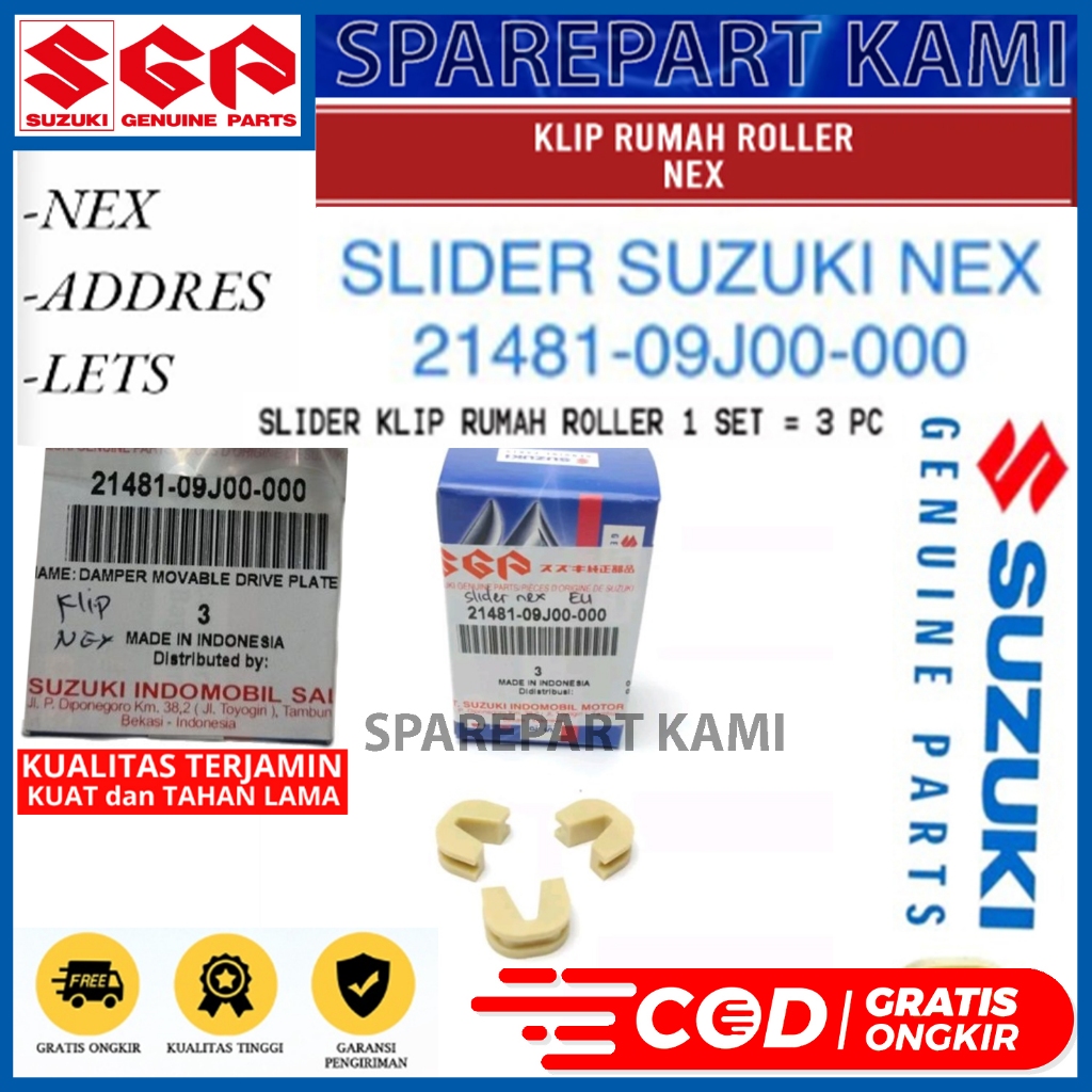 SLIDER SLIDE PIECE ROLLER HOUSE CLIP SET SUZUKI NEX 1 2 KARBU FI ...
