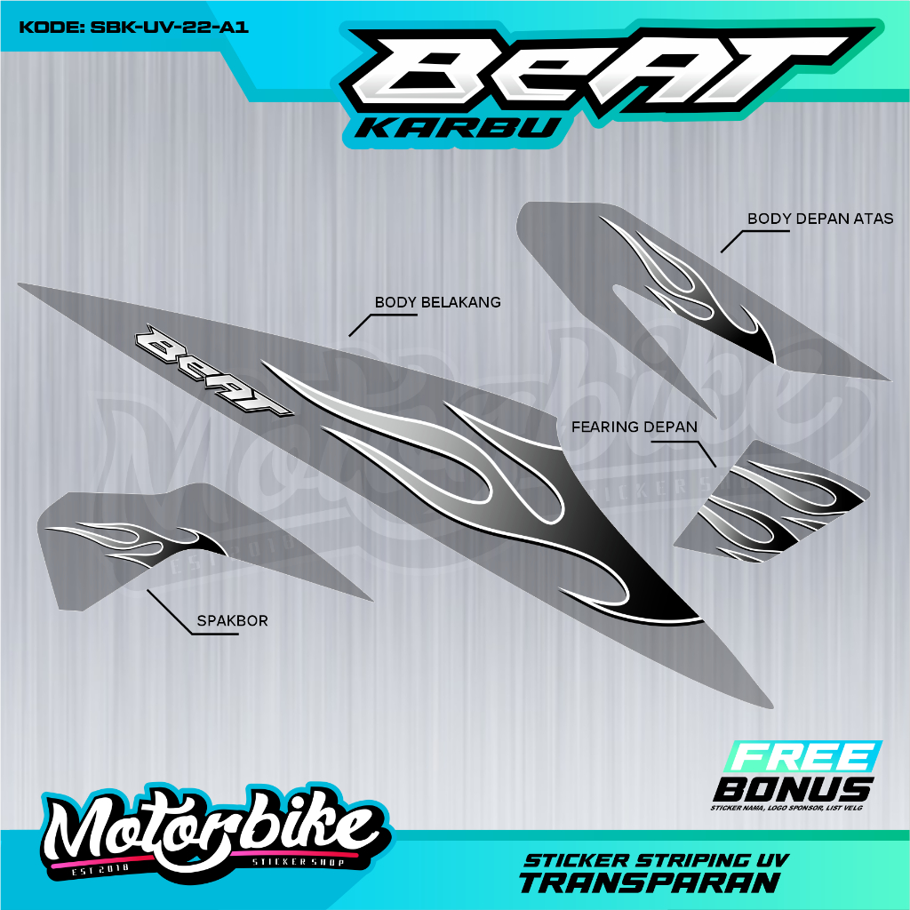 สติ๊กเกอร์ตัดแถบ UV BEAT KARBU SIMPLE STYLE FIRE MOTIF HOT WHEELS ...