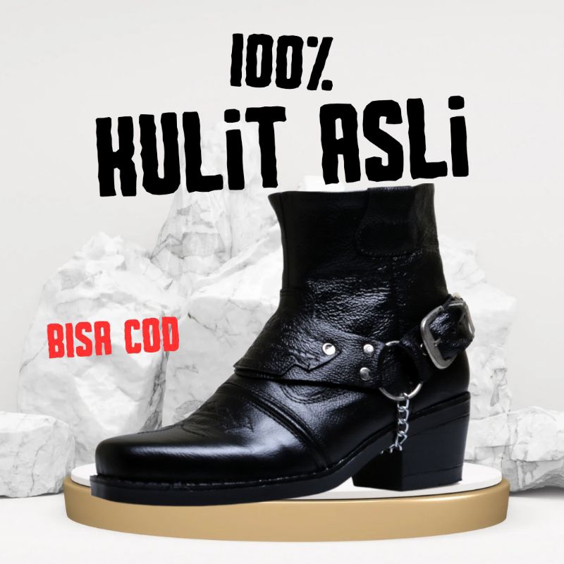 รองเท้าบูทหนังแท้ JIANGLE COWBOY JUNGLE | Shopee Thailand