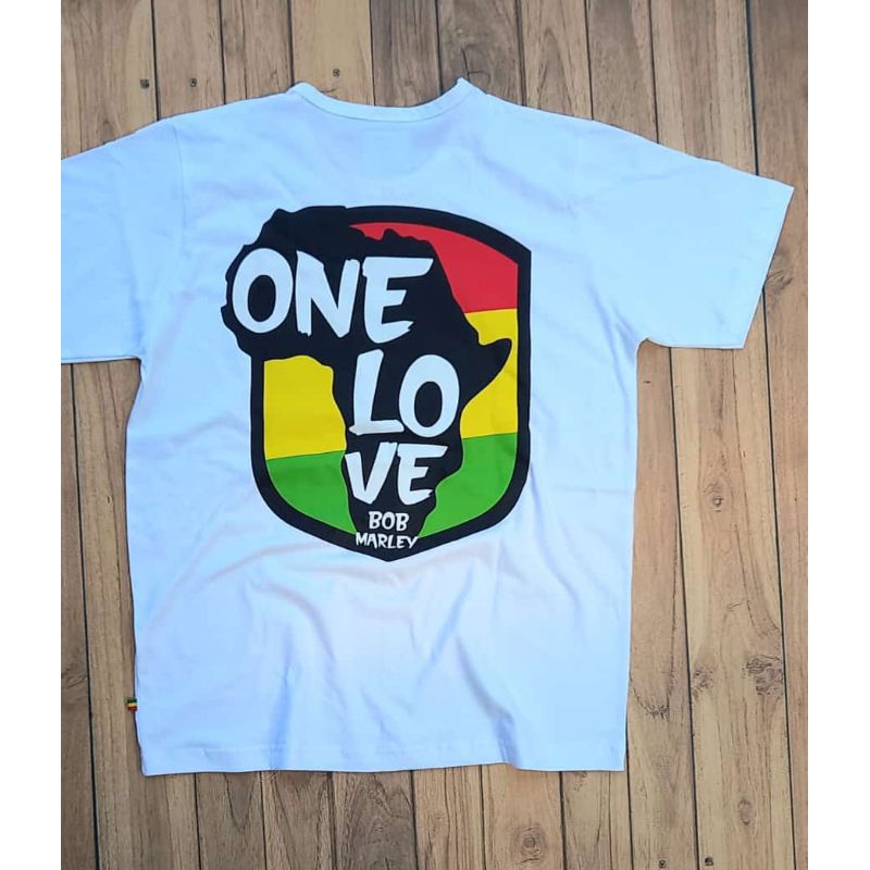 เสื้อยืด พิมพ์ลายวง one love bob marley baju reggae baju rasta kaos ...