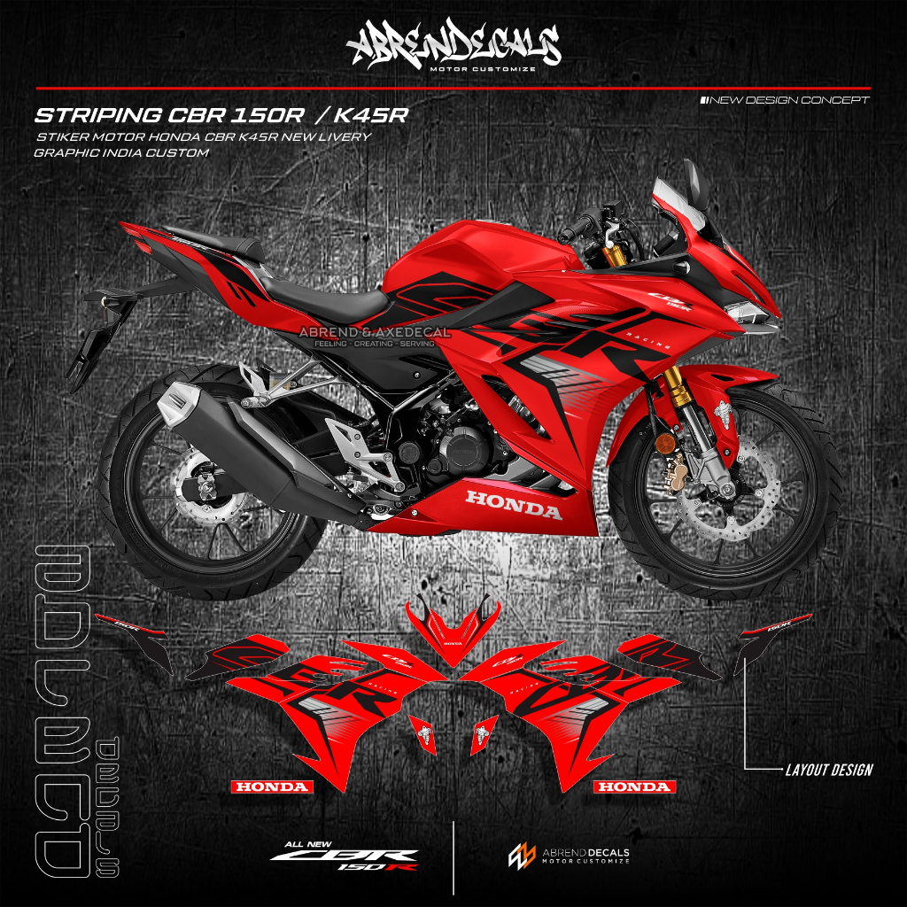 Custom INDIAN CBR K45R GARFIS STRIPING / CBR 150 R สติ๊กเกอร์ ...