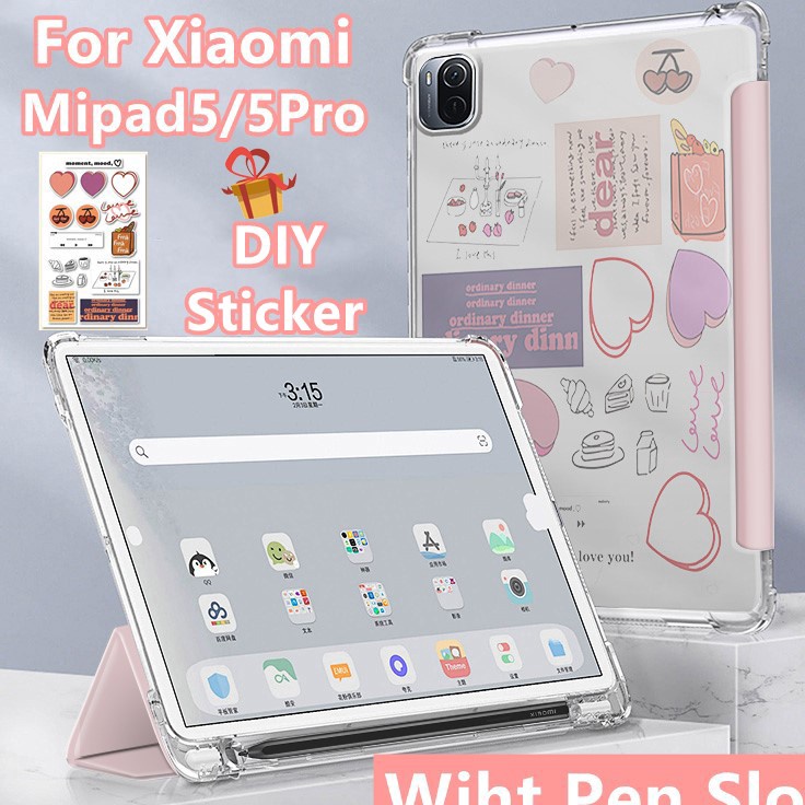 Dp Xiaomi Mi Pad 5 กรณีช่องเสียบปากกา 11 นิ้วฝาครอบป้องกันแม่เหล็ก Mipad5 Pro ด้านหลังโปร่งใส ...