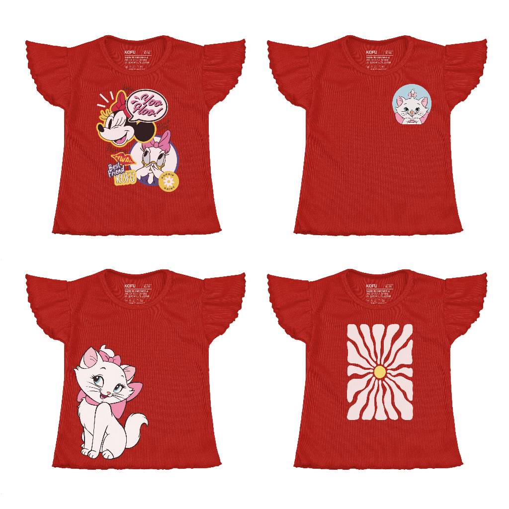 MERAH สีแดงกึ่ง Crop Curly Rib หญิงเสื้อผ้า Crop Top เสื้อผ้าเด็กอายุ 1 ...