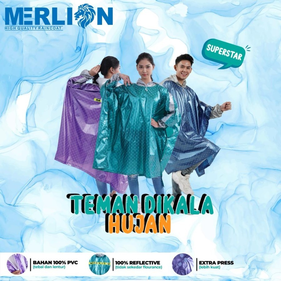 Merlion 668 เสื้อกันฝนเสื้อปอนโชสําหรับผู้ใหญ่ Superstar Polka Dot | Shopee Thailand