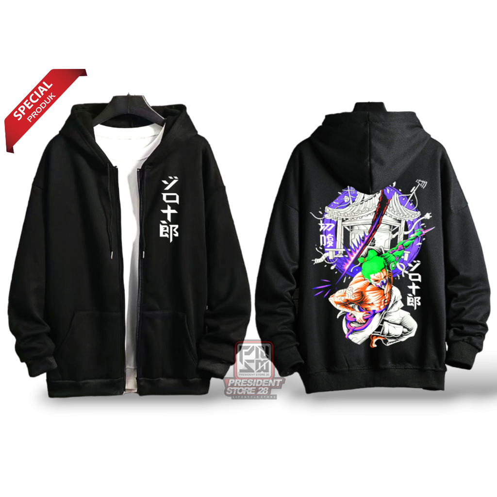 เสื ้ อกันหนาว Hoodie ผู ้ ชาย Roronoa Zoro One Piece Zipper Anime - เส ...