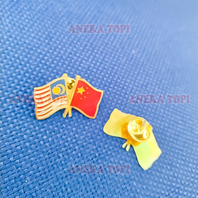 Cross Flag Pin Malaysia China Friendship Flag Pin China Malaysia - หมวก ...