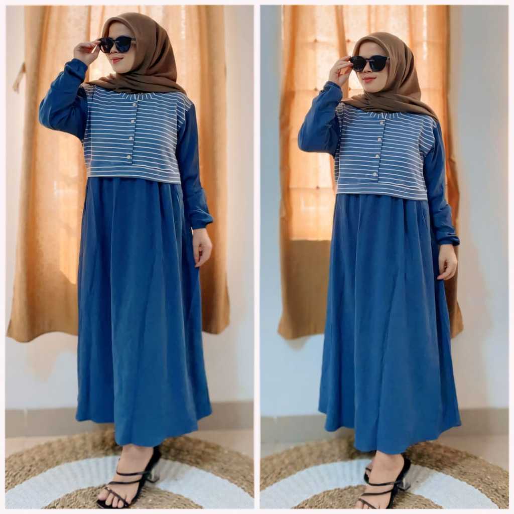 JANS COLLECTION ARRUMI MIDI DRESS ผู้หญิง CRINKLE AIRFLOW COMBINATION OF KNIT SALUR ใหม่ล่าสุด ...