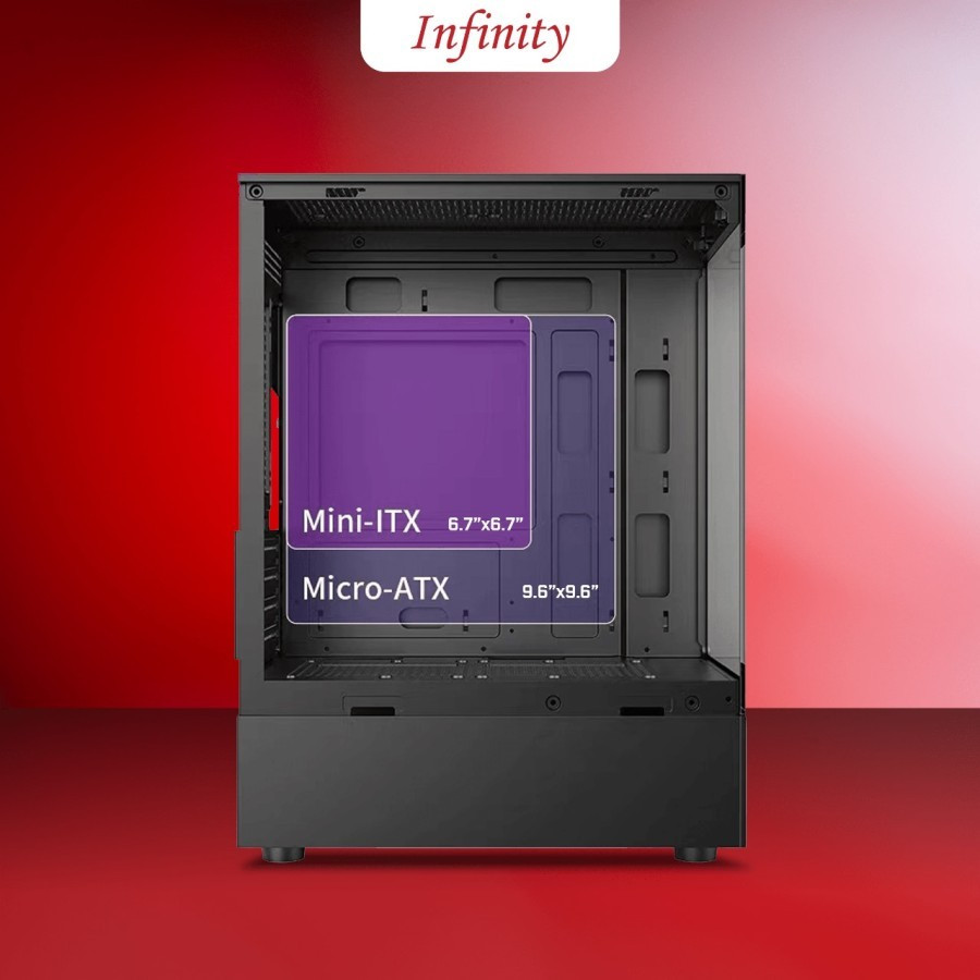 Hitam PUTIH Infinity NOIR CASING ฟรี 3 FAN mATX GAMING CASE สีดําและสี ...