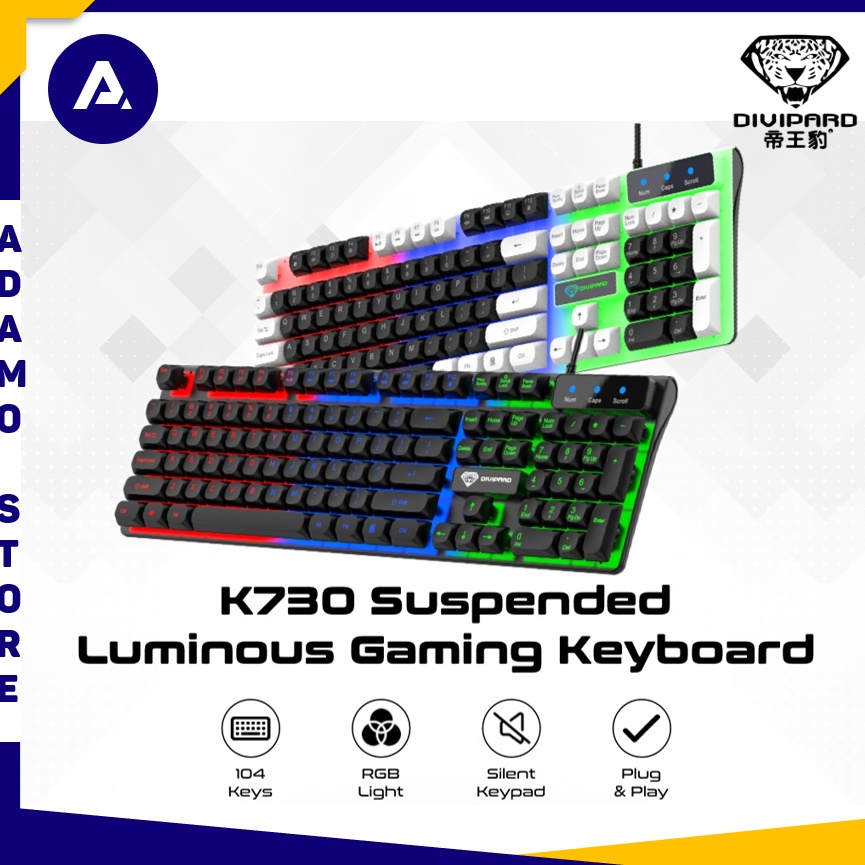 รหัส A76F Semi Mechanical Divipard K73 LED RGB Wired USB Gaming Keyboard | Shopee Thailand