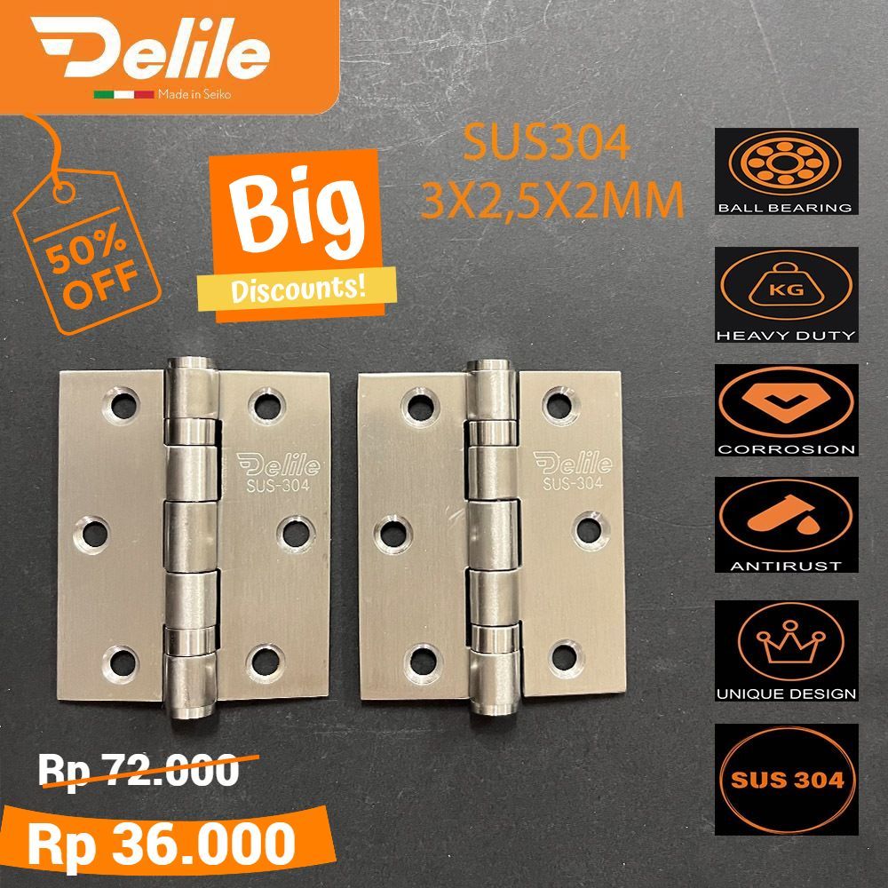 อิตาลี DELILE บานพับประตู sus 304 3*2.5*2 มม. นิ้ว/บานพับประตู | Shopee ...