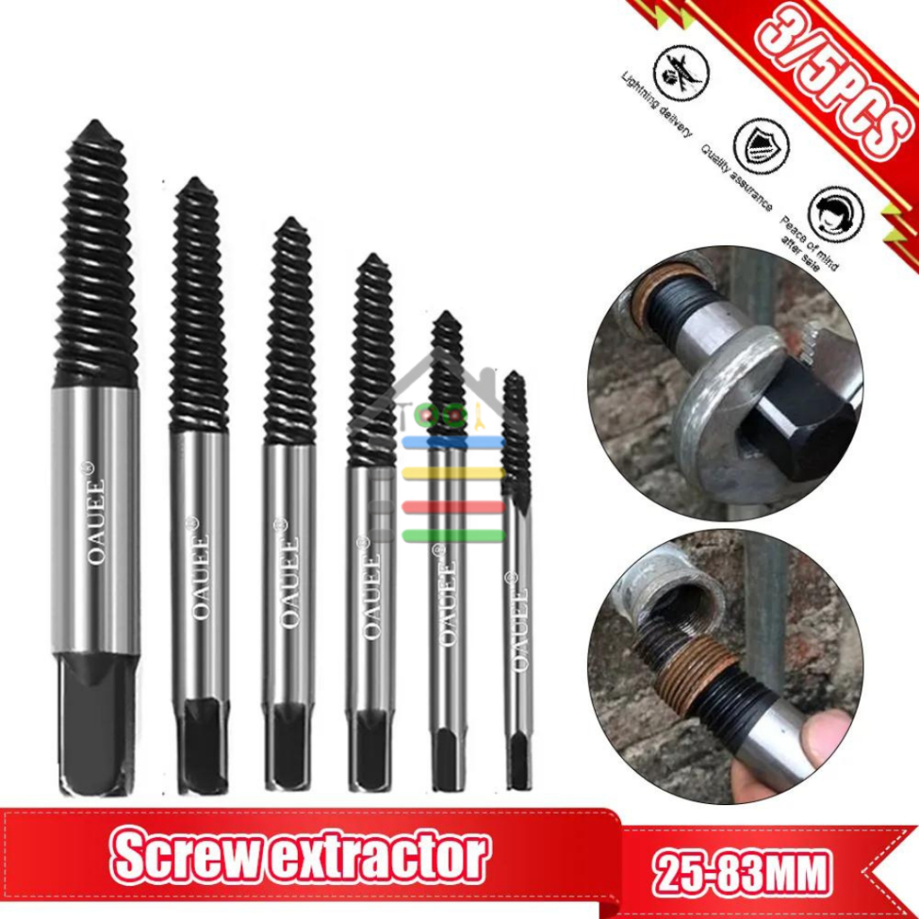 SCREW EXRACTOR TAP OPENER DOL DAMAGE BOLTS ETC SET 5IN1 6IN1 | Shopee ...