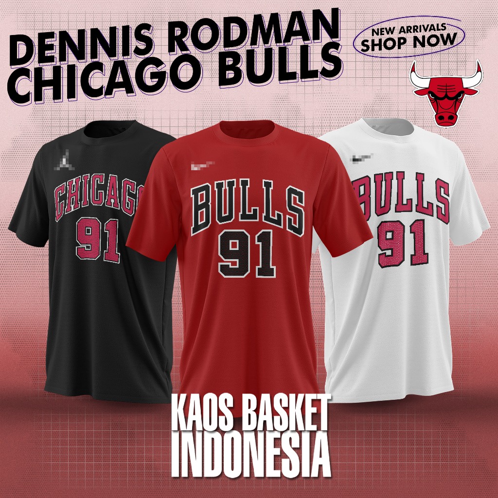 เสื้อยืดบาสเก็ตบอล พิมพ์ลาย NBA Chicago BULLS No 91 Dennis RODMAN ...