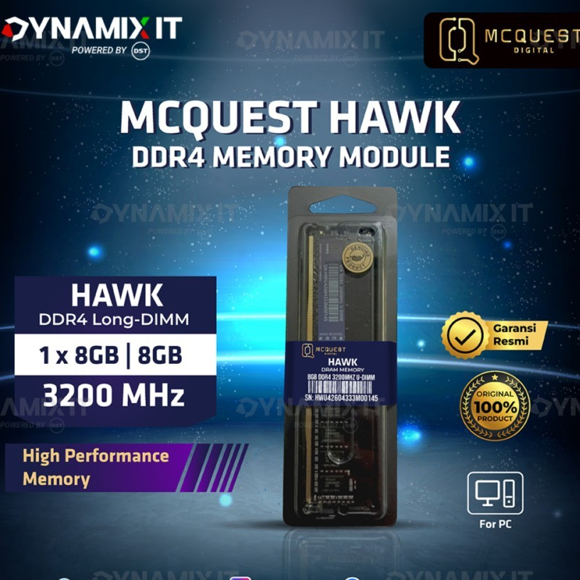 Mcquest HAWK 8GB DDR4 3200MHz RAM โมดูลหน่วยความจําอย่างเป็นทางการ ...