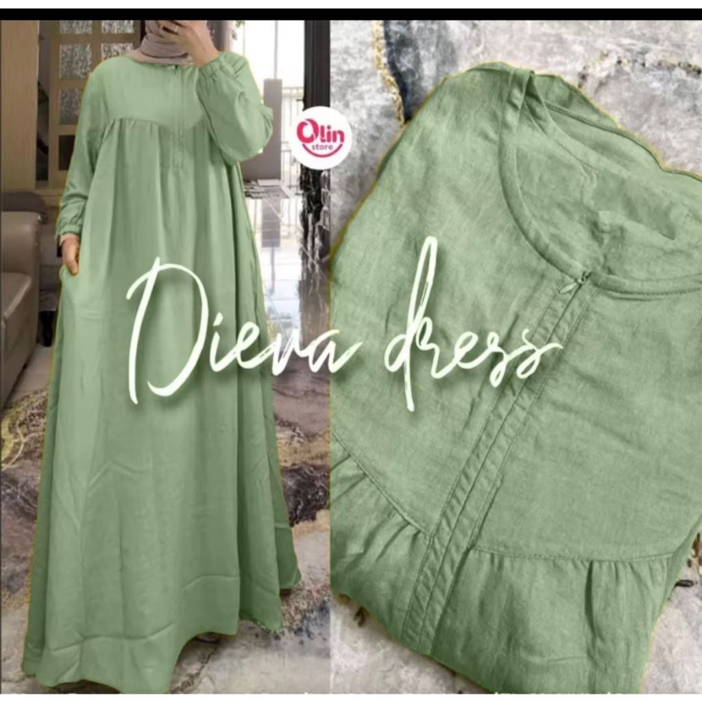 Diera MaxiชุดGamis Busui Basic Abaya Crinkle Airflowวัสดุล่าสุดโมเดิร์น ...