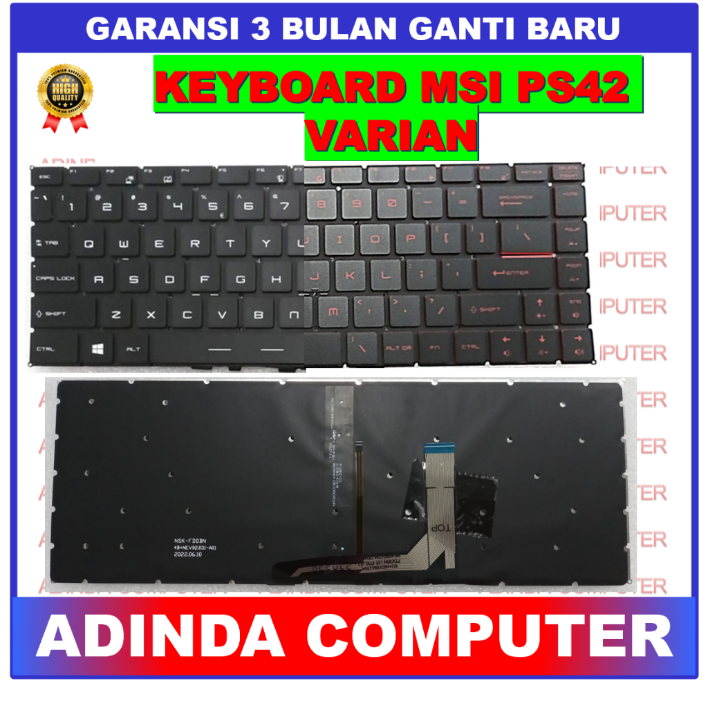 คีย์บอร์ด MSI Modern PS42 GF63 8RB 8RC 8M MS-14B3 ไฟแบ็คไลท์สีขาวสีแดง ...