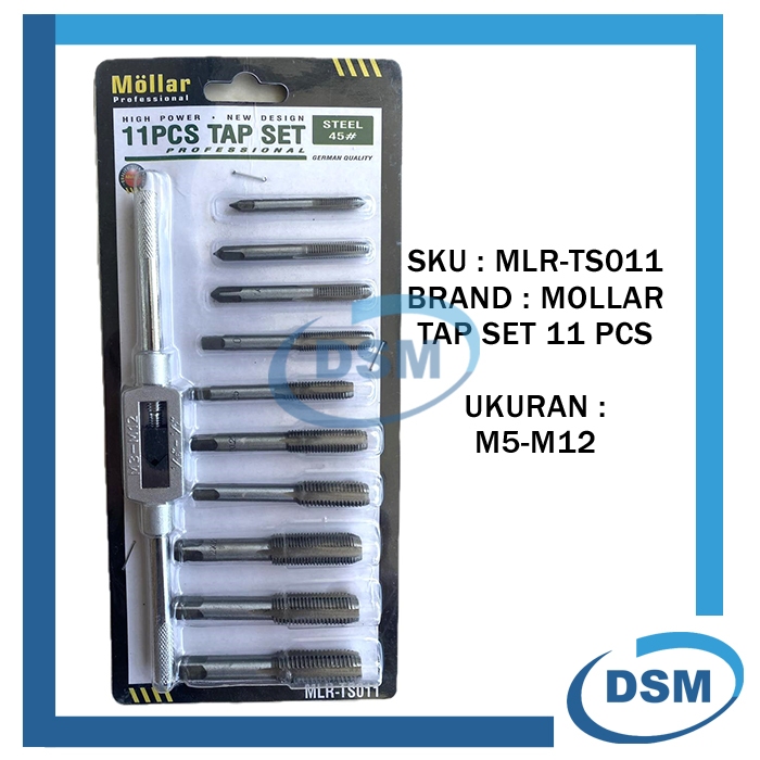 Mollar Tap Set 11 pcs M5-M12 เครื่องมือจับสําหรับทําด้ายถั่วสลักเกลียว ...