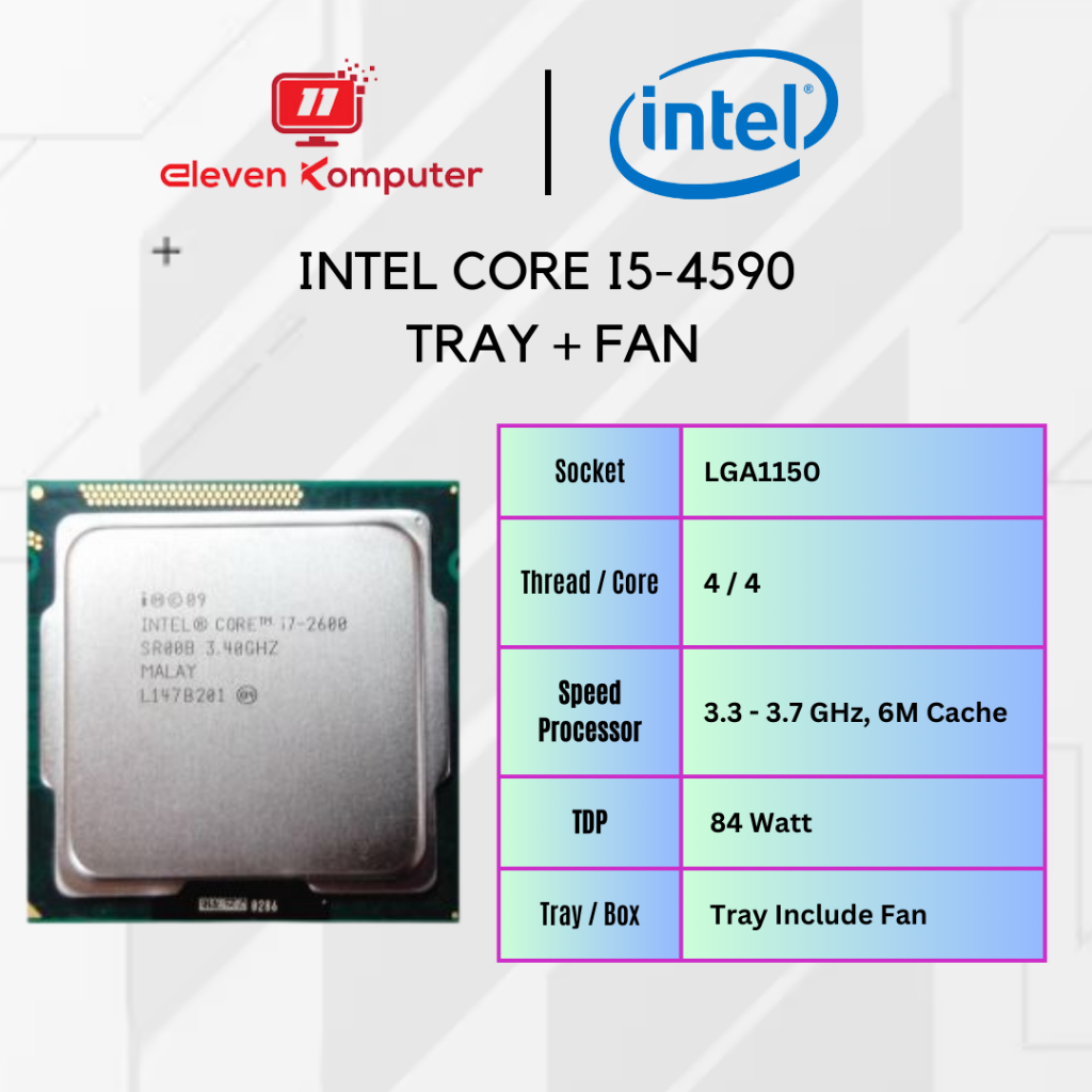 CPU Intel Core i5-4590 (3.30GHz สูงสุด 3.70GHz, แคช 6M) ถาด LGA 1150 ...