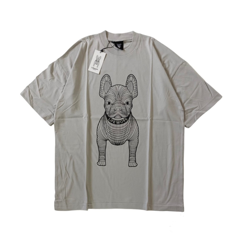 Hitam Lifework Big Radog เสื้อยืดโอเวอร์ไซส์ผู้ชาย สีดํา สีเทา | Shopee Thailand