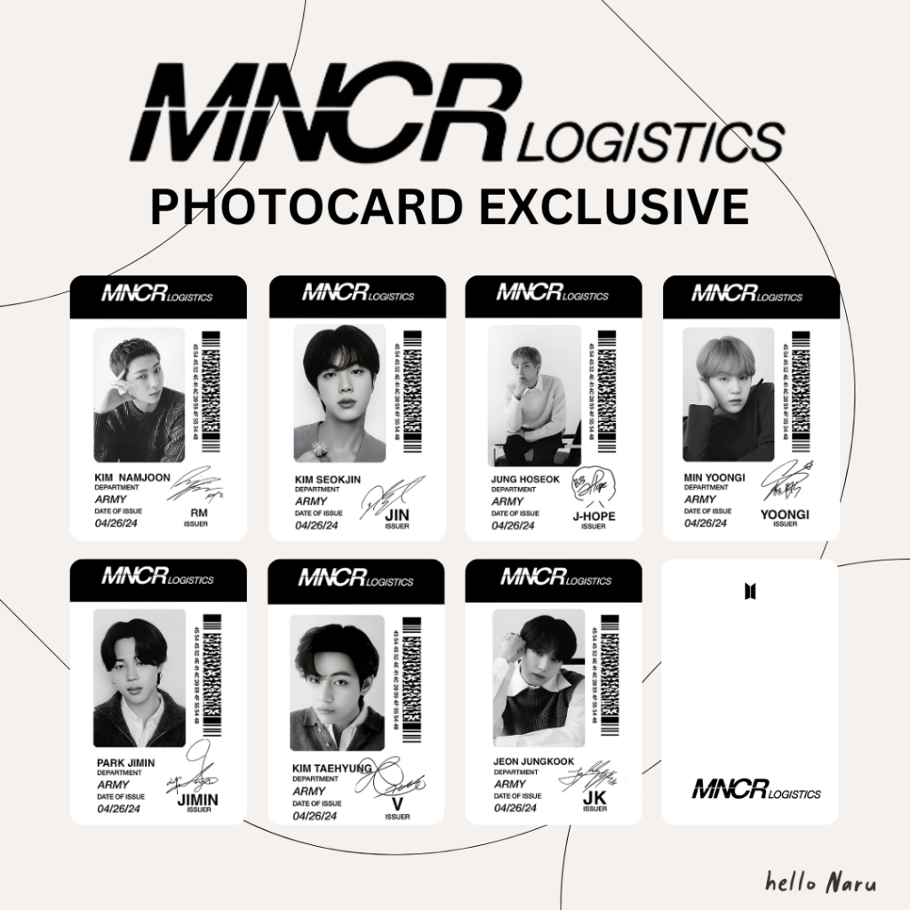 Mncr Logistic Monochrome BTS Photocard แพคเกจ PVC หนา | | Shopee Thailand