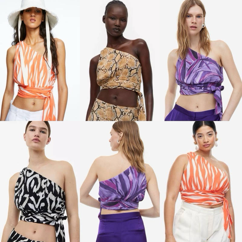 Hnm เสื้อครอปไหล่เดียว | Shopee Thailand