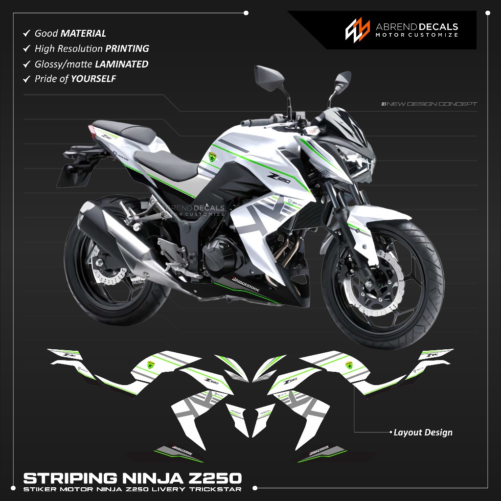 Striping NINJA Z250 LIVERY TRICKSTAR/สติ๊กเกอร์ Z250/สติ๊กเกอร์รถ ...