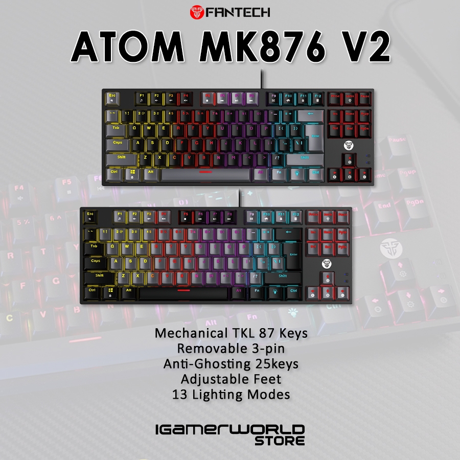 Fantech ATOM MK876 V2 TKL RGB Mechanical Gaming Keyboard | Shopee Thailand
