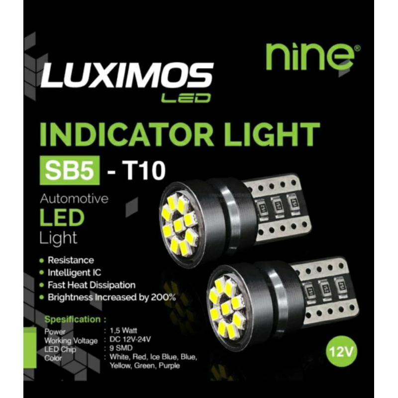 T10 ไฟ LED 9 จุด 9Nine Luminos SB5 เครื่องวัดสัญญาณทไวไลท์ | Shopee ...