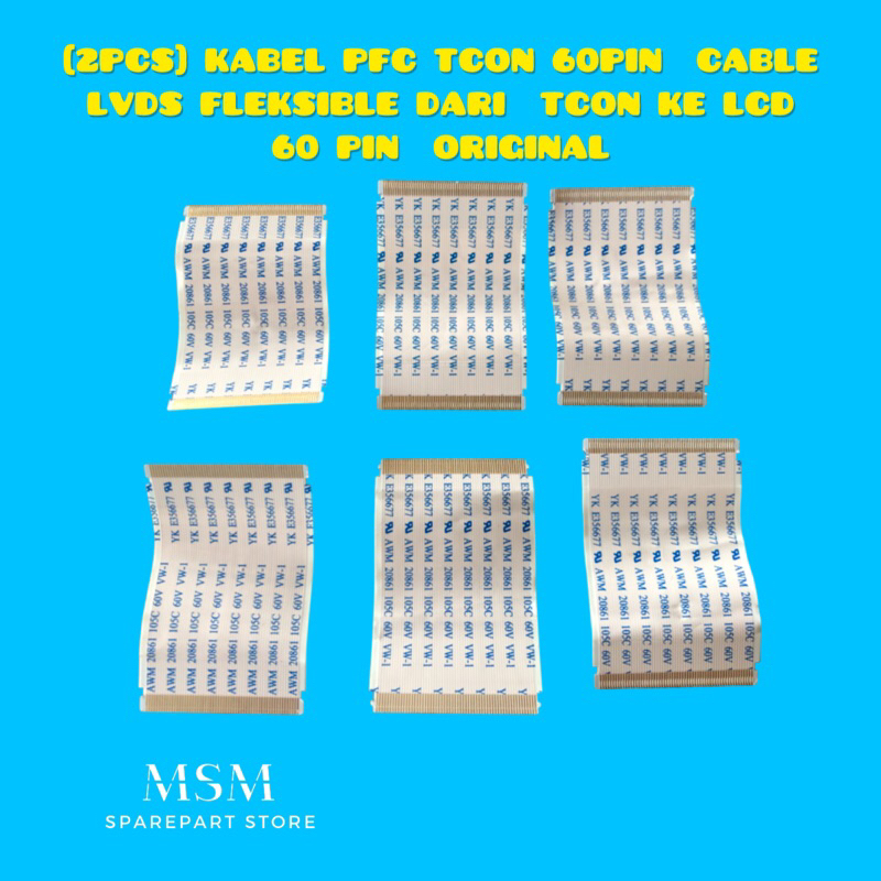 2 ชิ้น PFC TCON CABLE 60PIN CABLE LVDS FLEXIBLE จาก TCON TO LCD 60 PIN ...