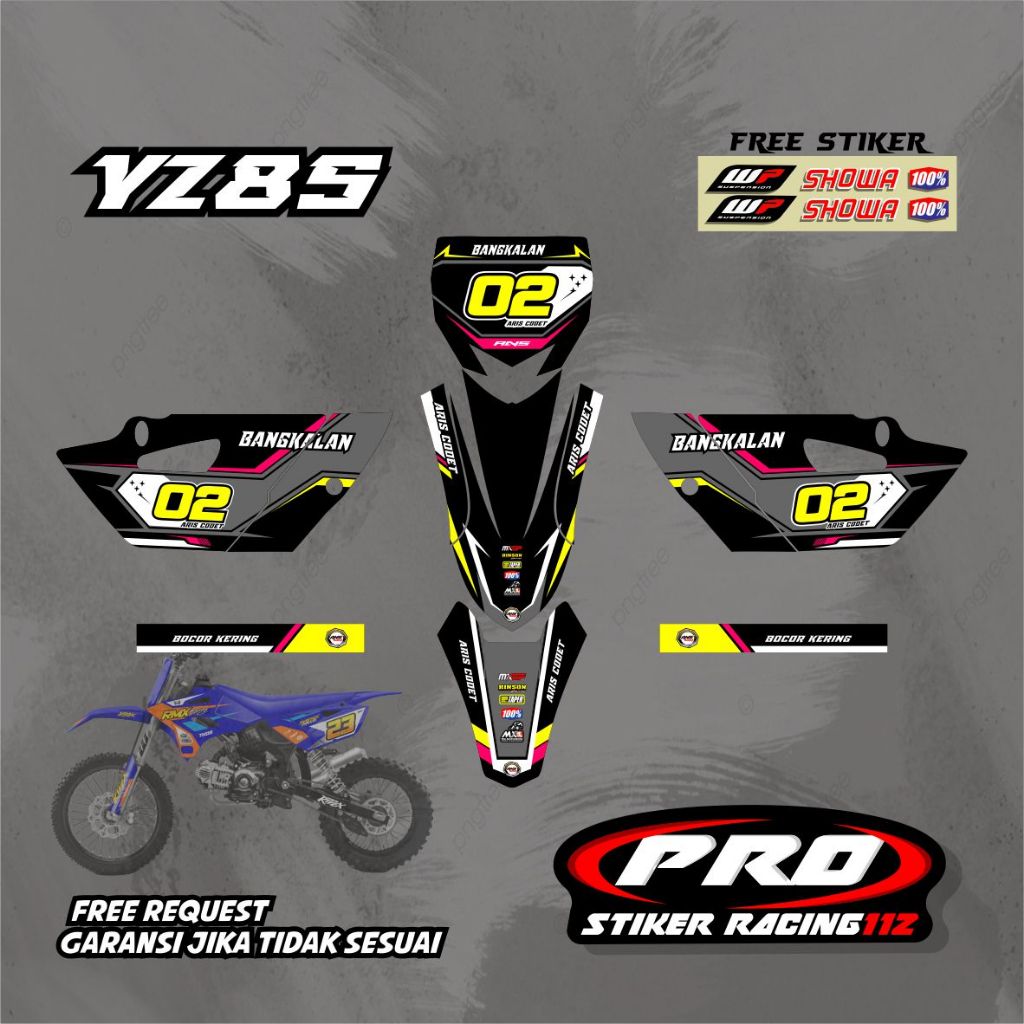 รูปลอก YZ 85 การออกแบบใหม่ CUSTOM DECAL YZ 85 สีฟรีสามารถใช้ NO และชื่อ ...