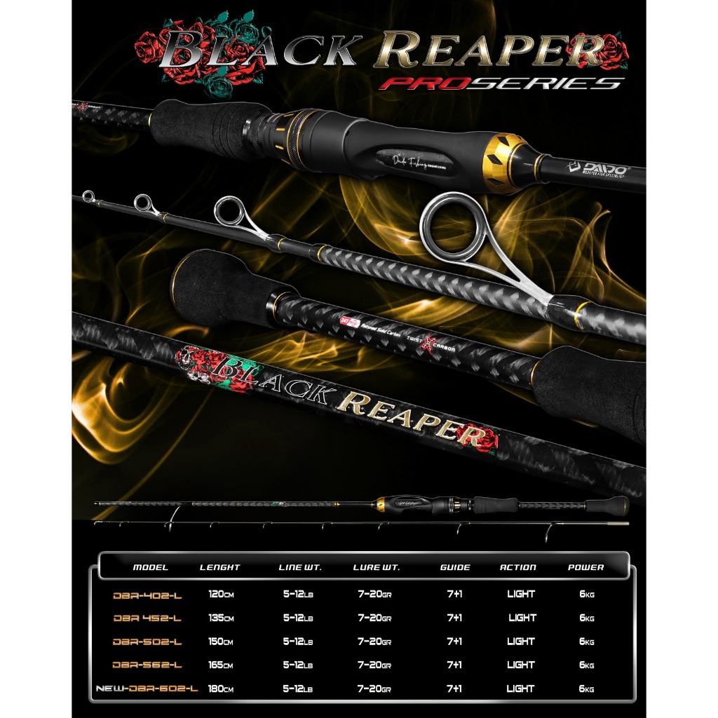 Rod DAIDO BLACK REAPER JS (FUJI) 120/135/150/165/180 Solid Carbon ...