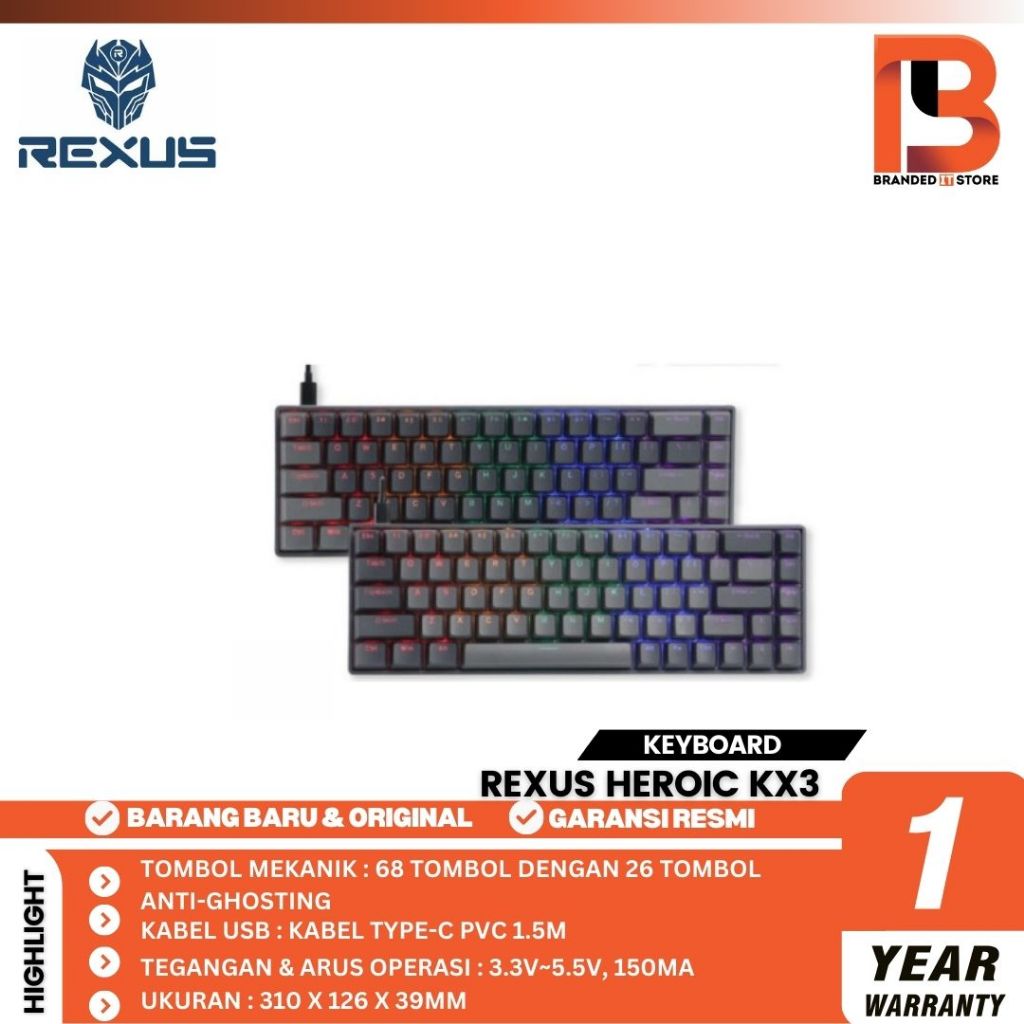 คีย์บอร์ดเกมกล Rexus HEROIC KX3 KX-3 KX 3 | Shopee Thailand