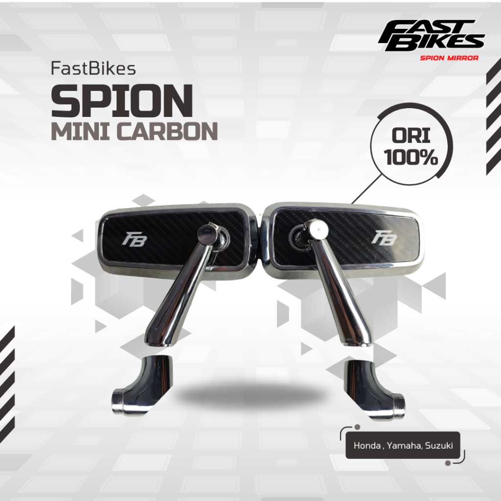 FASTBIKES กระจกมองหลัง Variation Square รุ่น Chrome Black Carbon Motif ...