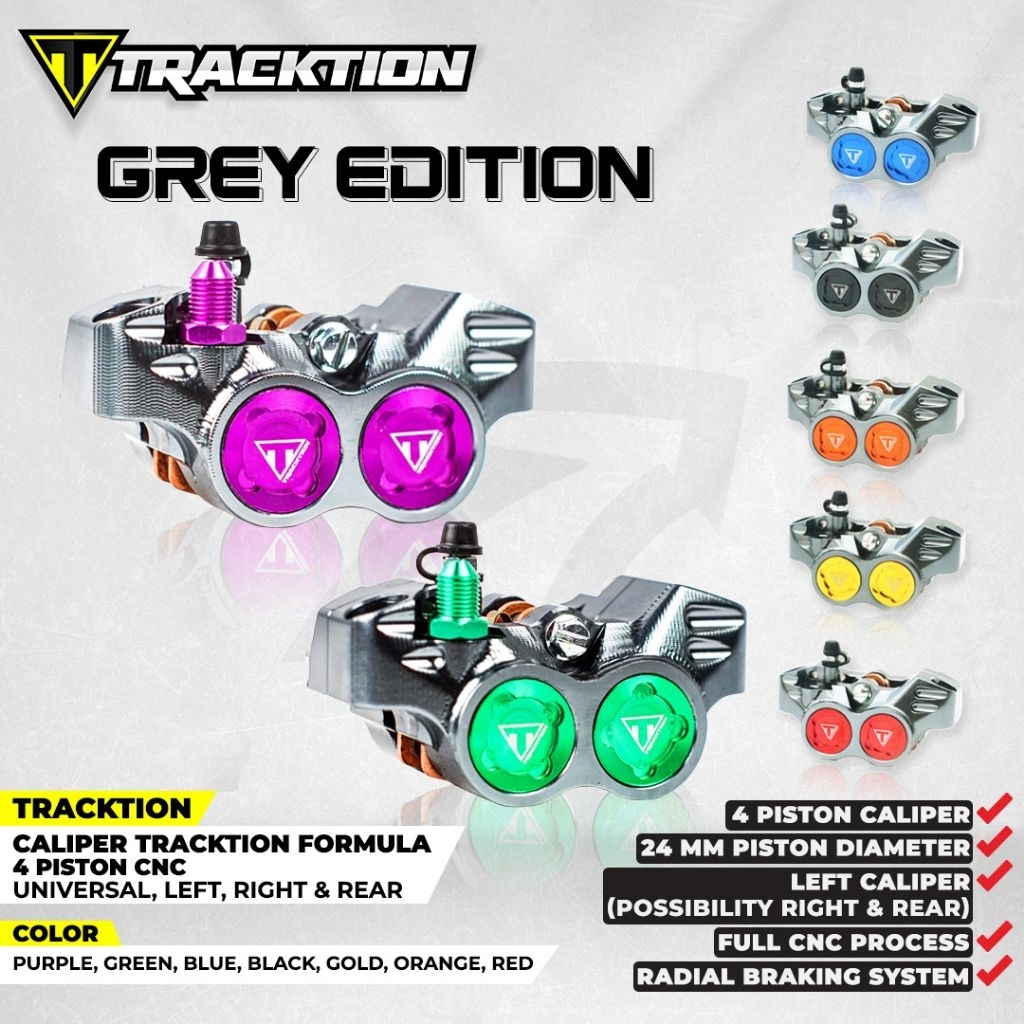 Tracktion Caliper สูตรใหม่ 6981 full cnc 4 ลูกสูบสีเทา edition | Shopee ...