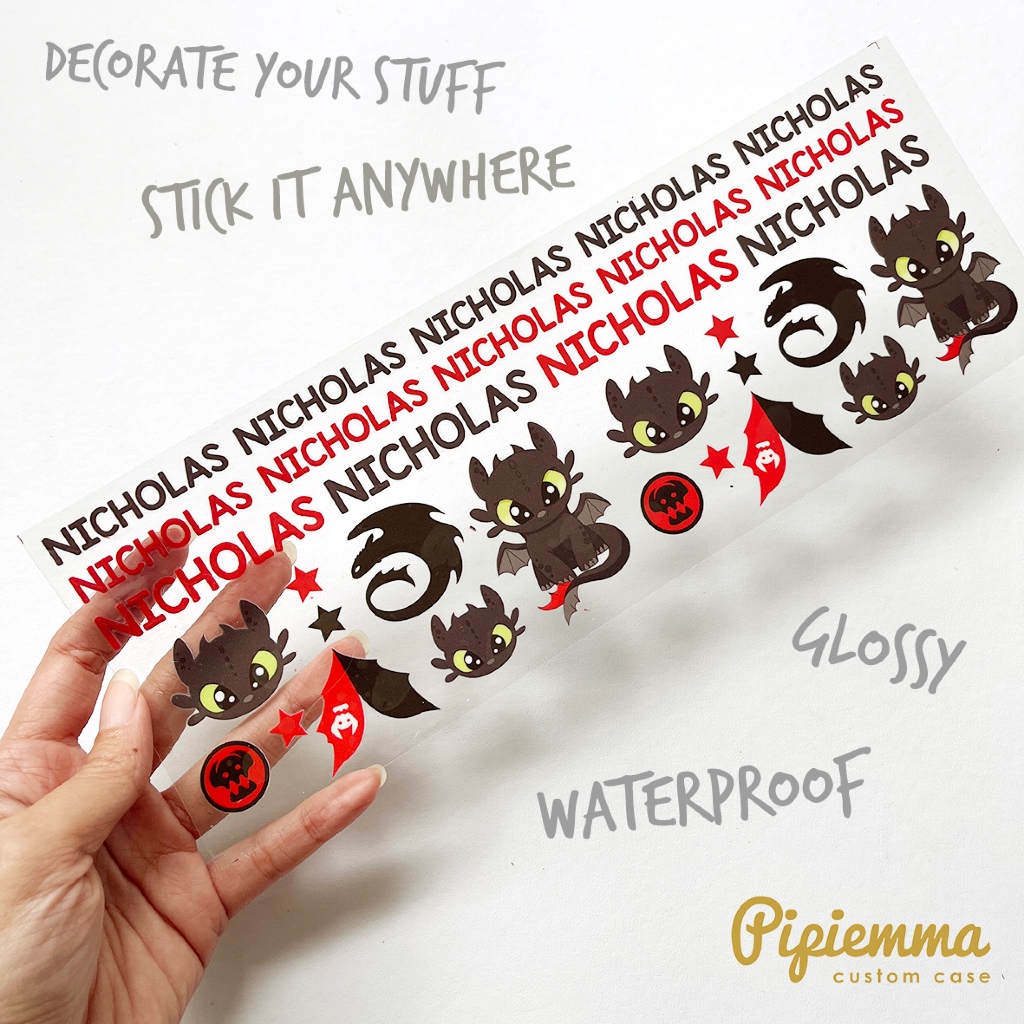 สติ๊กเกอร์ชื่อมังกรรูปลอกกันน้ํานูนGlossy Toothless Stitch Night Fury ...