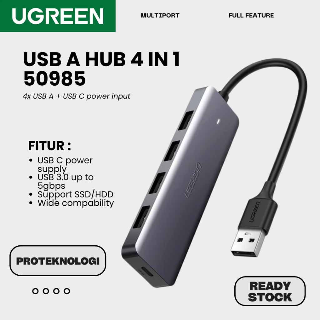 UGREEN 50985 ฮับ USB 3.0 ความเร็วสูง 4 พอร์ต USB 3.0 | Shopee Thailand