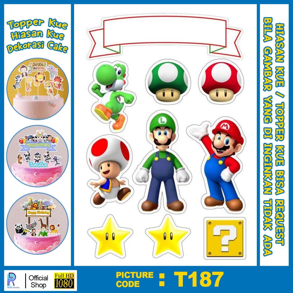 SUPER MARIO CAKE TOPER / SUPER MARIO CHARACTER เค้ก TOPPER / HAPPY ...