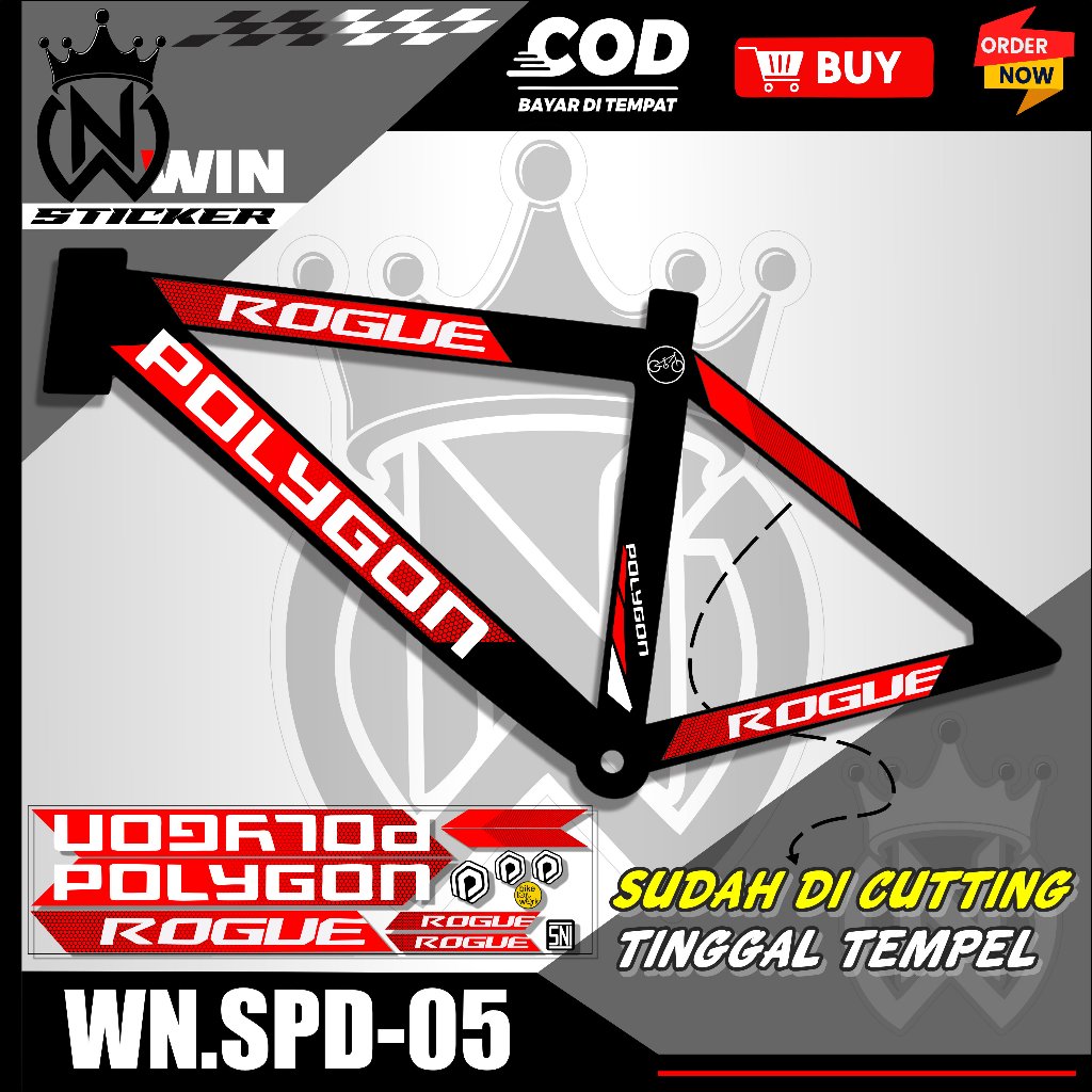 ใหม่ล่าสุดยืดหยุ่น POLYGON ROGUE สติ๊กเกอร์แถบจักรยานเคลือบเงา กันน้ํา ...