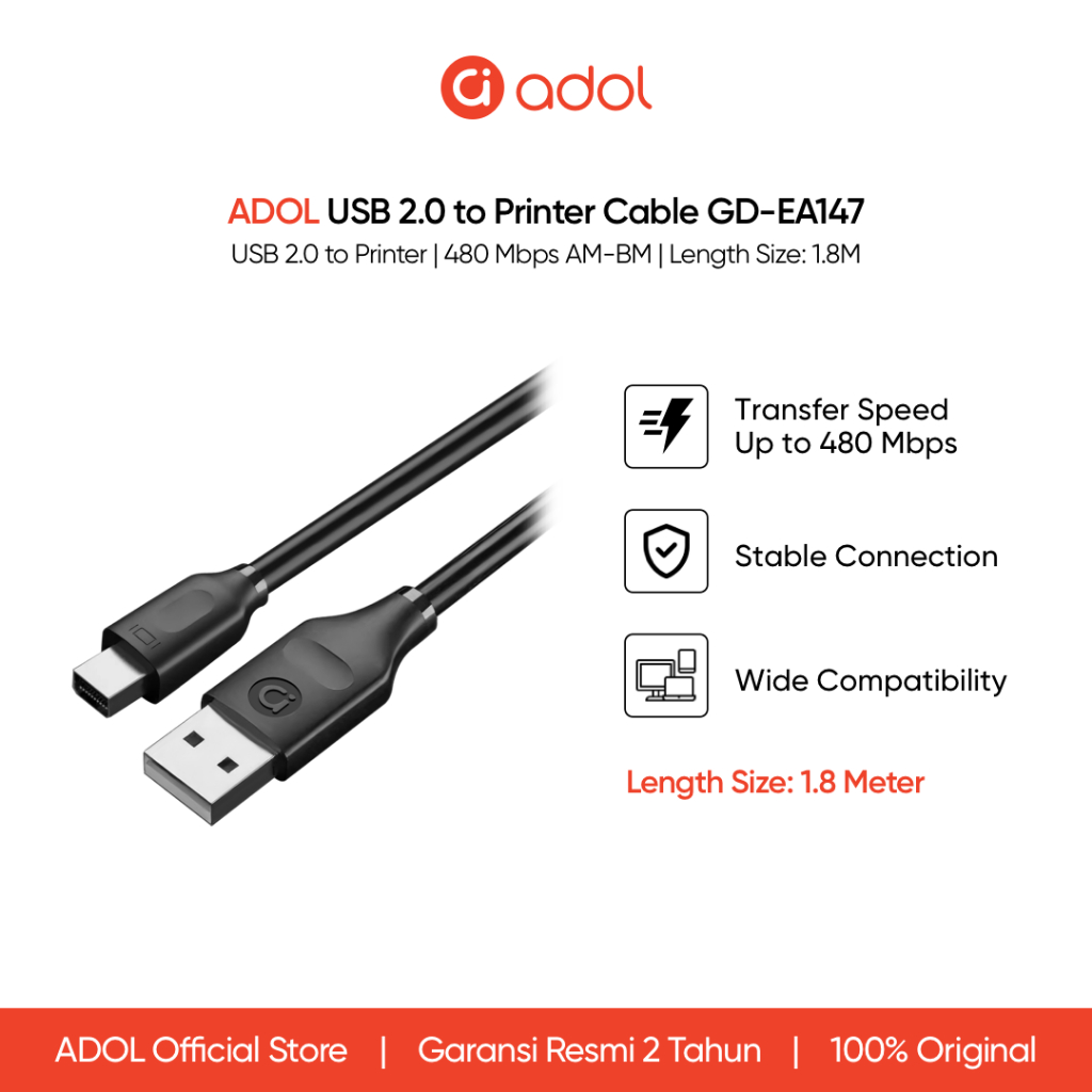 USB A 2.0 ถึง USB B Adol ใบอนุญาต ASUS GD-EA147 สายเครื่องพิมพ์สําหรับ ...