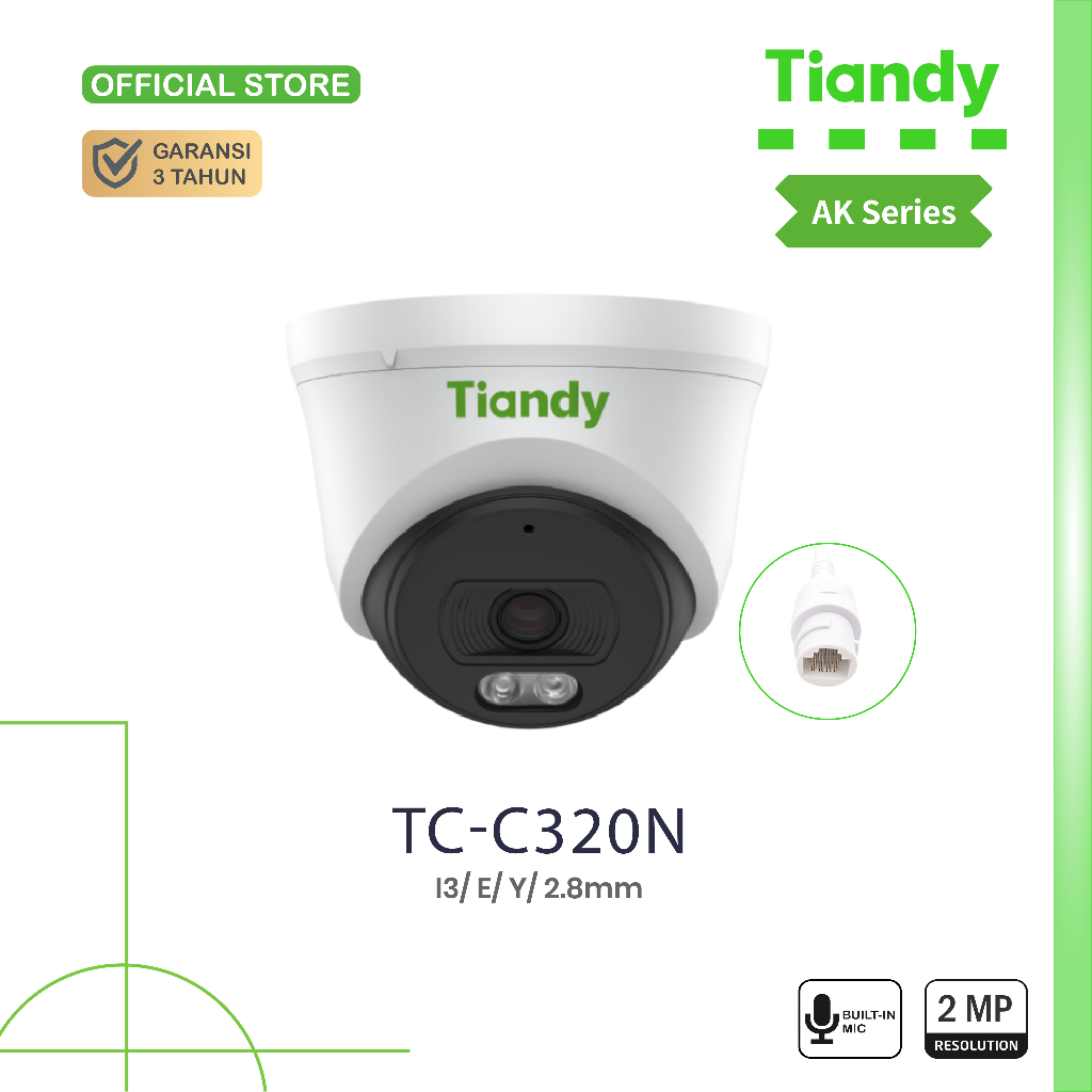 Tiandy TC-C320N Spec:I3/E/Y/2.8 มม. 2MP Indoor PoE Mic AK Series กล้อง ...