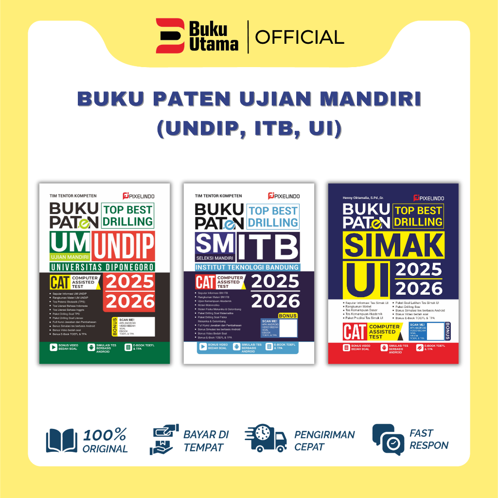 หนังสือสิทธิบัตรข้อสอบอิสระ (UNDIP, ITB, UI) 2025/2026 - Pixelindo ...